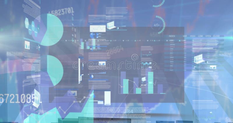 Animation of Statistical Data Processing and Changing Numbers Against Computer Stock Footage ...