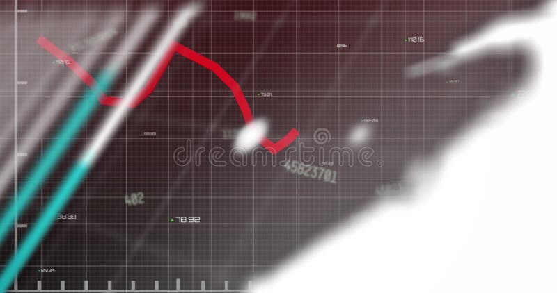 Animation of Statistical Data Processing and Multiple Changing Numbers Against Black Background ...