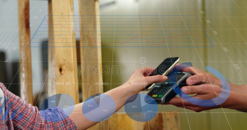 Animation of Statistical Data Processing Over Caucasian Woman Making a ...