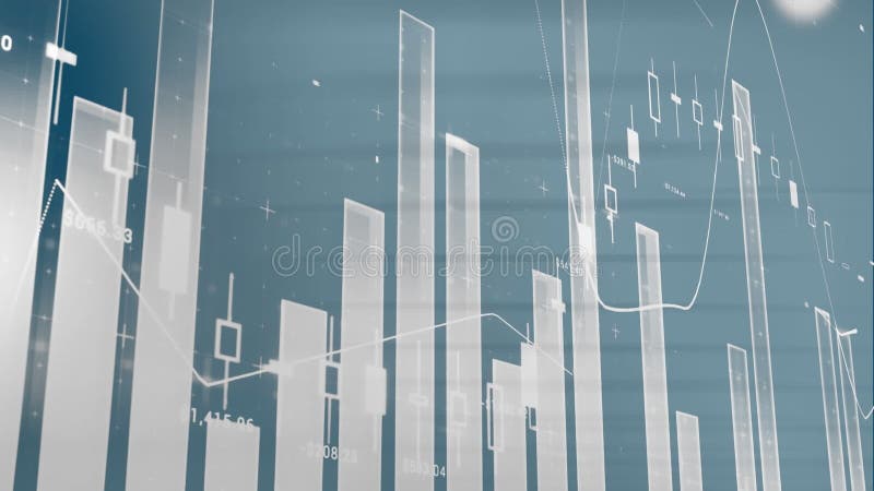 Animation Of Statistical Data Processing Over Grid Network Against Blue Gradient Background
