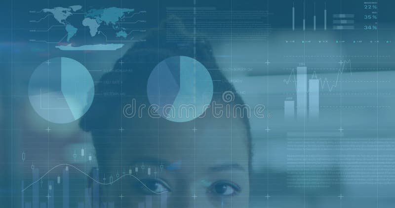 Animation of Statistical Data Processsing Over Portrait of Eyes of ...