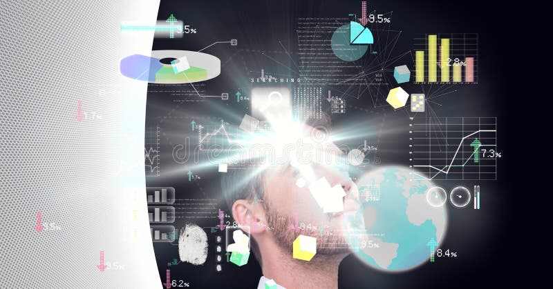 Animation of Statistics Data Processing and Businessman Stock Photo ...