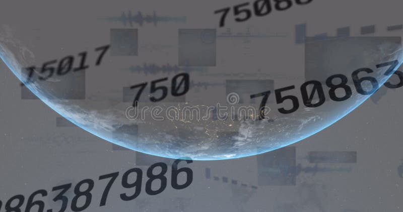 Animation of Statistics and Data Processing with Numbers Over Globe ...