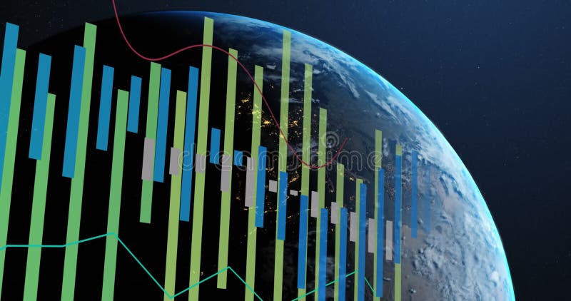 Animation of Statistics and Data Processing Over Globe Stock Footage ...