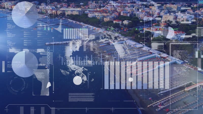 Animation of Statistics and Data Processing Over Landscape Stock ...