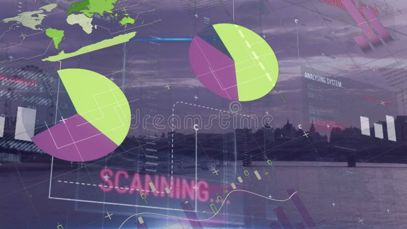 Animation of Statistics and Data Processing Over Landscape Stock ...