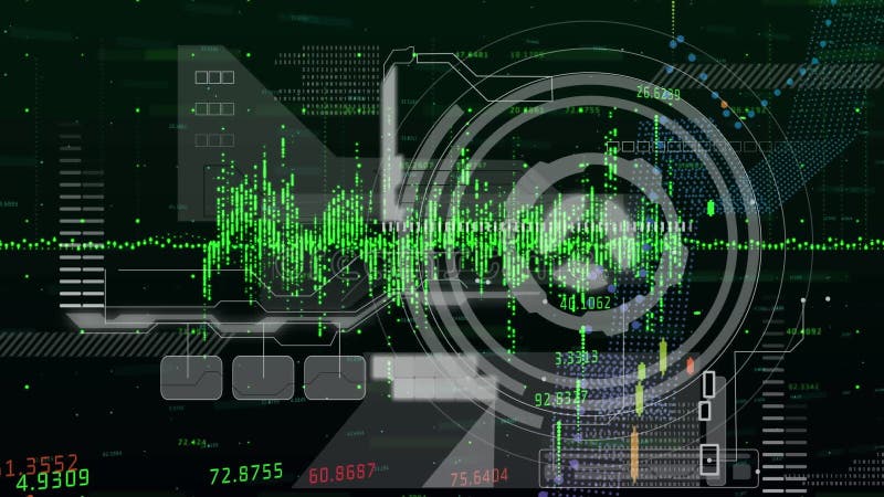 Animation Of Statistics And Data Processing Over Scope Scanning Stock