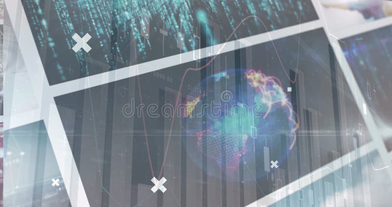 Animation of Statistics and Data Processing Over Screens Stock Video ...