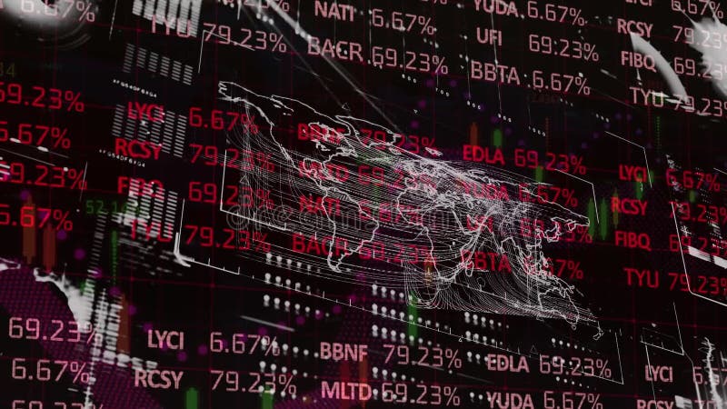 Animation of Statistics and Data Processing Over World Map Stock Footage - Video of processing ...