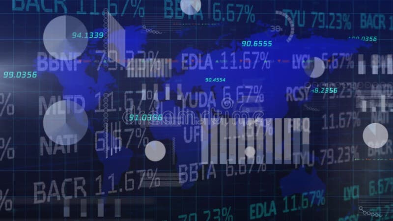 Animation of Statistics and Data Processing Over World Map Stock Footage - Video of world ...