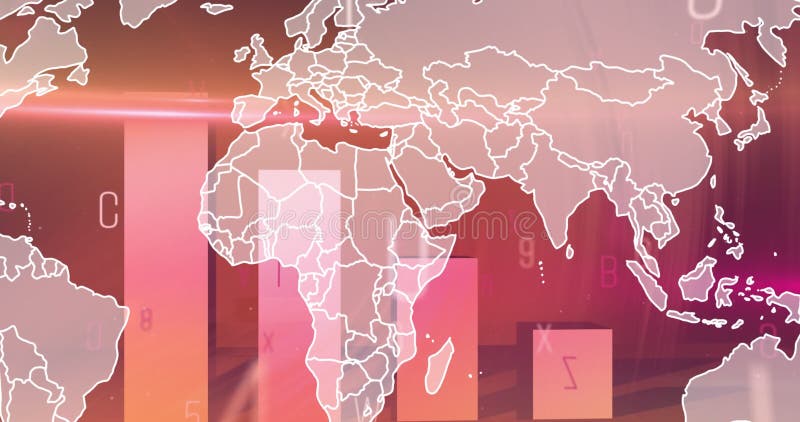 Animation of Statistics and Data Processing Over World Map Stock Footage - Video of network ...