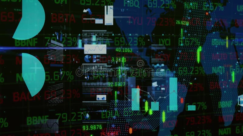 Animation of Statistics and Data Processing Over World Map Stock Footage - Video of information ...