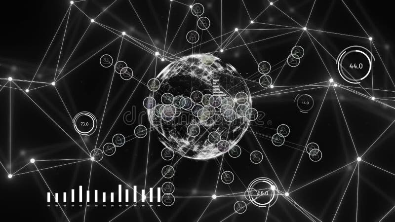 Animation of Statistics, Globe with Network of Connections Stock Footage - Video of computing ...