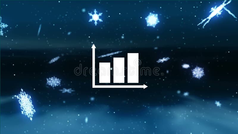 Animation of Statistics Infographic Over Snow Falling on Blue ...