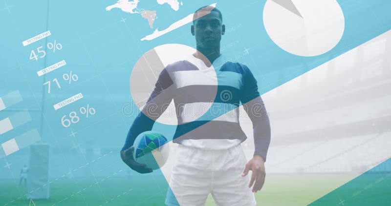 Animation of Statistics Over Rugby Player Stock Video - Video of ...