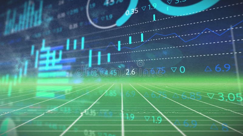 An Animation of a Stock Exchange Display Board with Graphs and Numbers ...