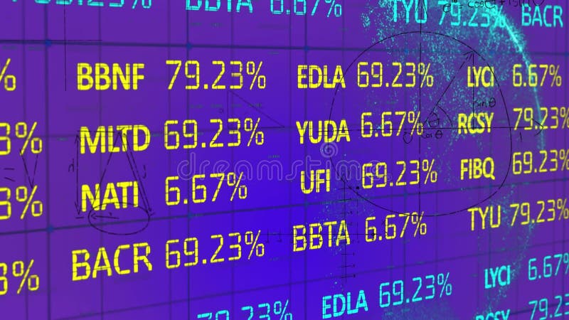 Animation of Stock Market Data Processing and Mathematical Equations on ...