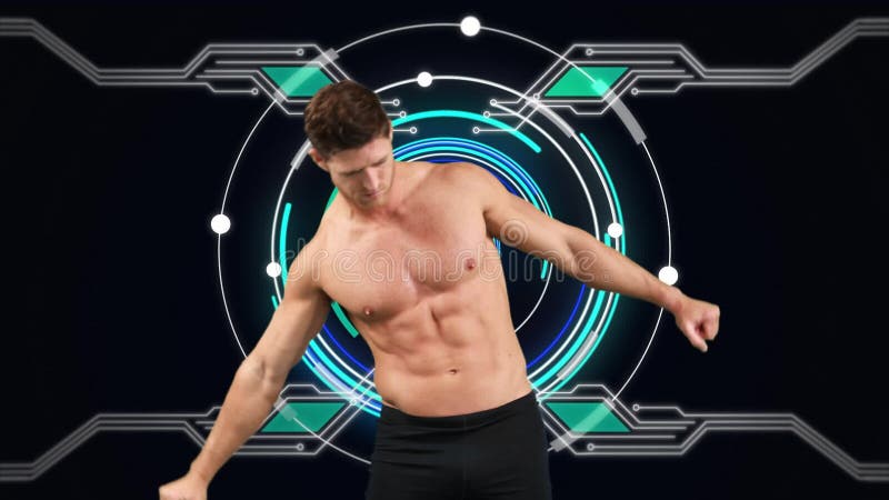 Animation of Strong Muscular Man with Scope Scanning and Data ...