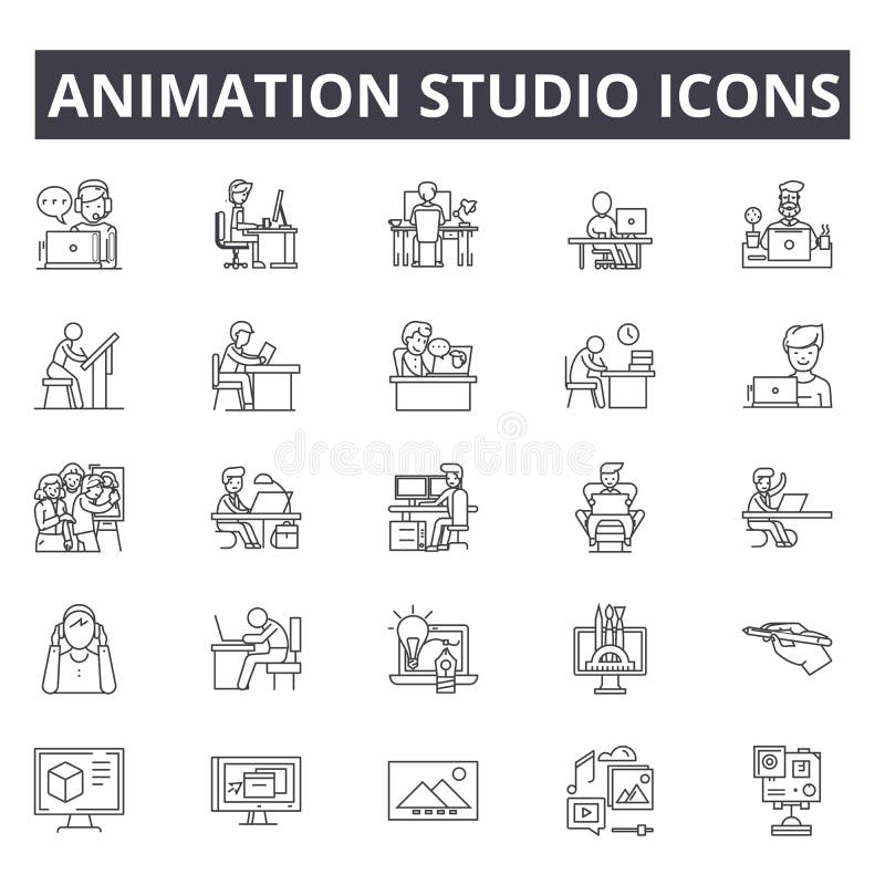 Animation Studio Line Icons, Signs, Vector Set, Outline Illustration ...