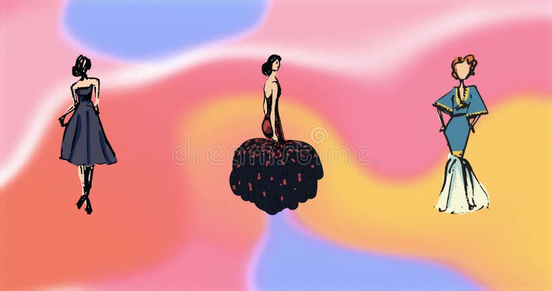 Animation of Stylish Models on Colourful Background Stock Video - Video ...