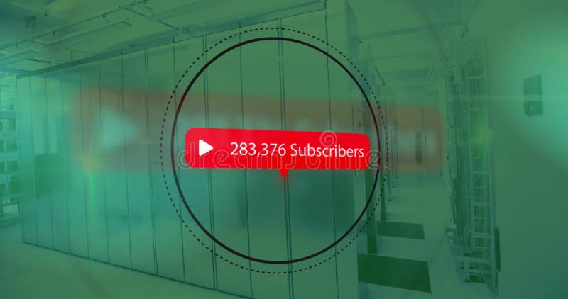 Animation of Subscribers with Growing Number Over Server Room Stock ...