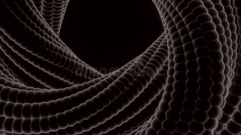 Animation with Swirling Loop on Black Background. Design. 3D Twisting ...