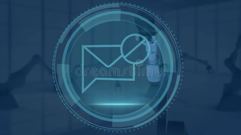 Animation of Syber Security Data Processing Over Robots Working Stock ...