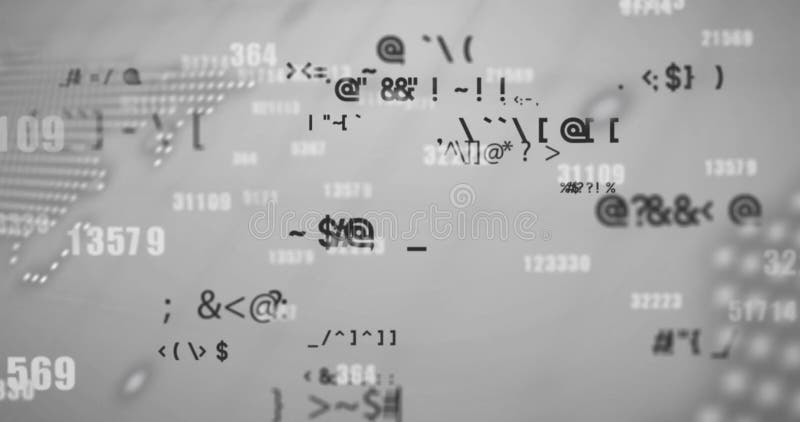 Animation of Symbols, Computer Language, Globe and Map Against Abstract ...