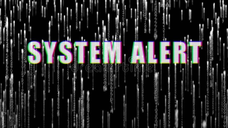 Animation of System Alert Text Over Glowing Light Trails Over Black ...