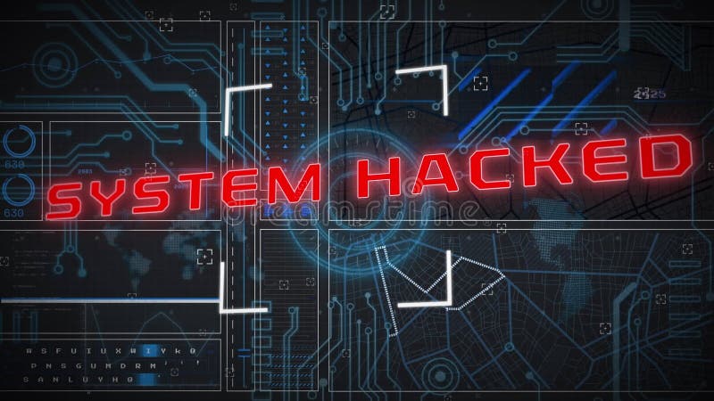 Animation of System Hacked Text in Red Over Charts and Graphs ...