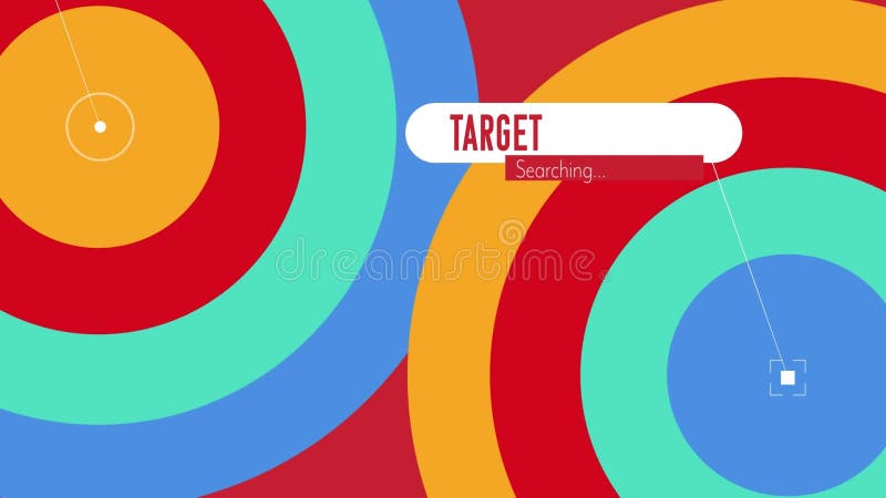 Animation of Target Searching Text Over Multiple Colourful Circles ...