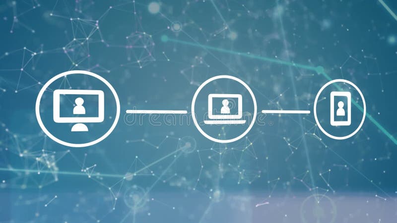 Animation of Tech Icons and Network of Connections Over Sky Stock Video ...