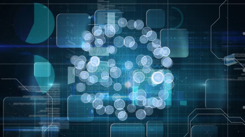 Animation of Technological Icons Expanding with Blue Squares Graphs ...