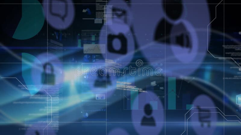 Animation of Technological Icons with Floating Information Data and ...