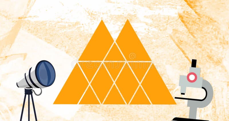 Animation of Telescope and Microscope Icon Over Triangular Abstract ...