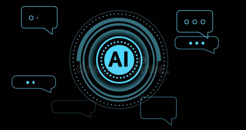 Animation of Text and Ai Data Processing Over Black Background Stock ...