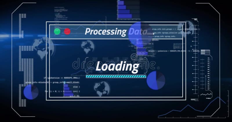 Animation of Text and Data Processing Over Screen on Dark Background Stock Video - Video of ...