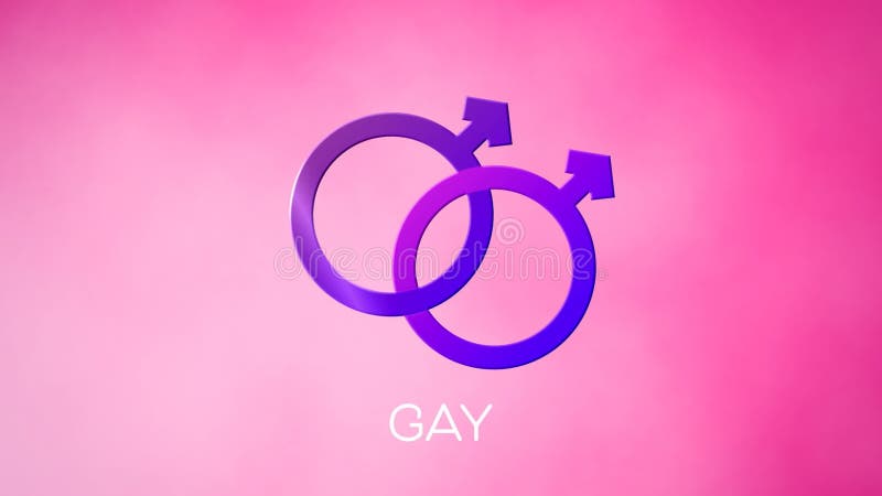 Animation Of Text Gay With Two Linked Purple Male Gender Symbol On