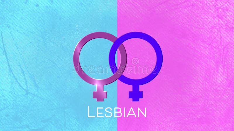 Animation Of Text Lesbian And Two Linked Pink And Purple Female Gender