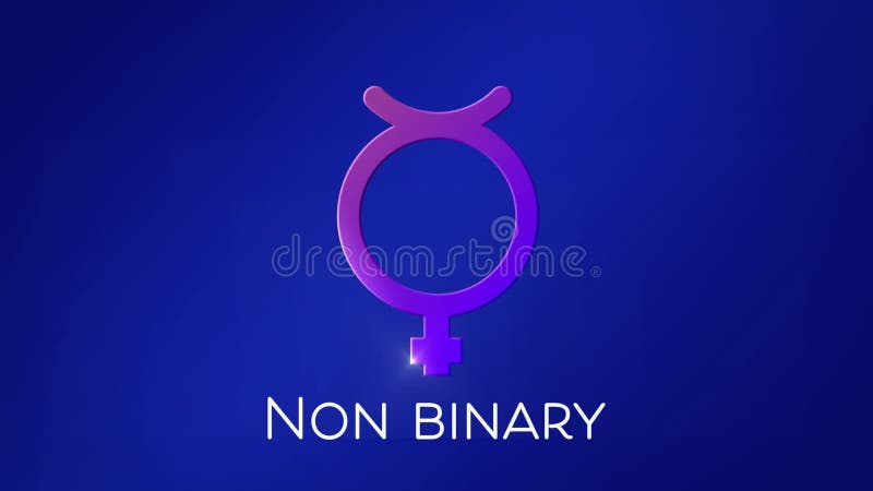 Animation of Text Non Binary, with Purple Non Binary Symbol, on Blue ...
