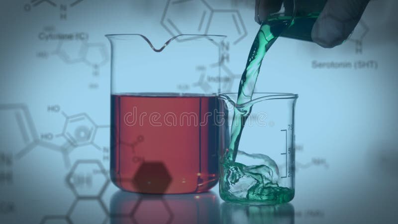 Laboratory Beaker with Data and Structural Formula of Chemical ...