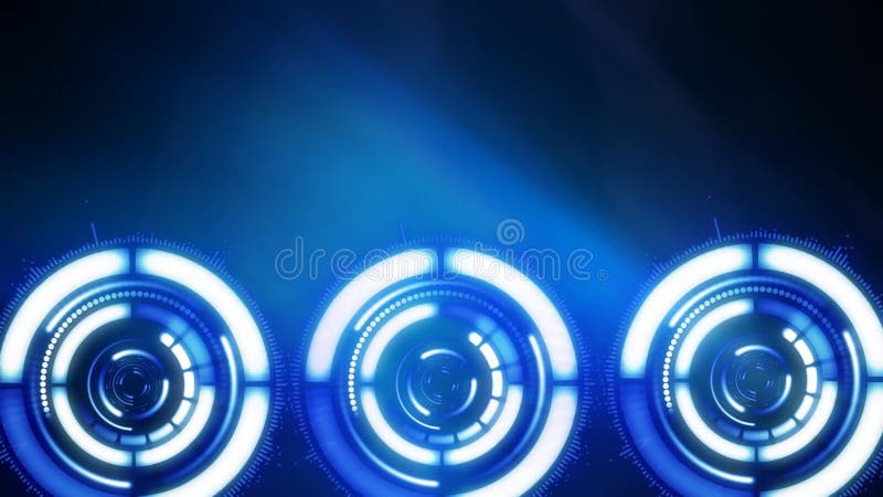 Animation of Three Shiny White Circles Spinning on Blue Background ...