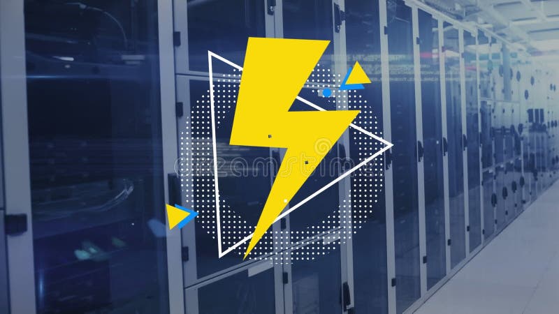 Animation of Thunder Icon on Geometric Shapes and Computer Language ...