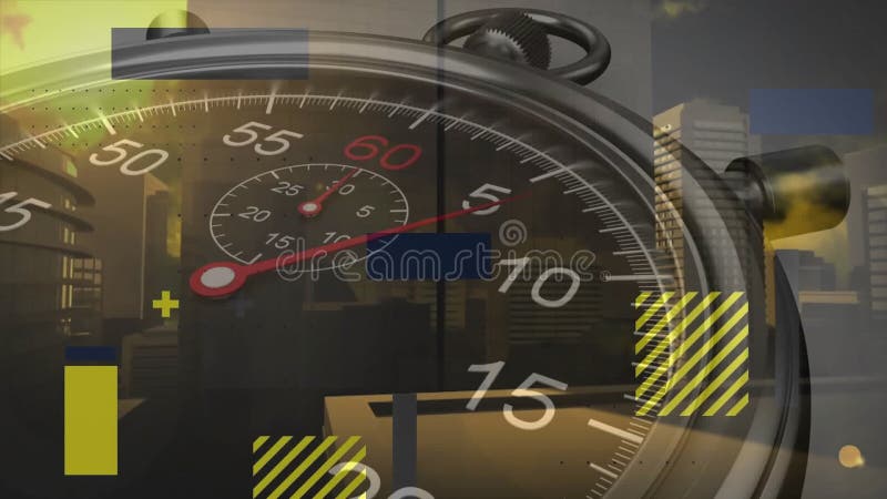 Animation Of Timer And Shapes Over Cityscape Stock Footage Video Of Futuristic Concept 308739084