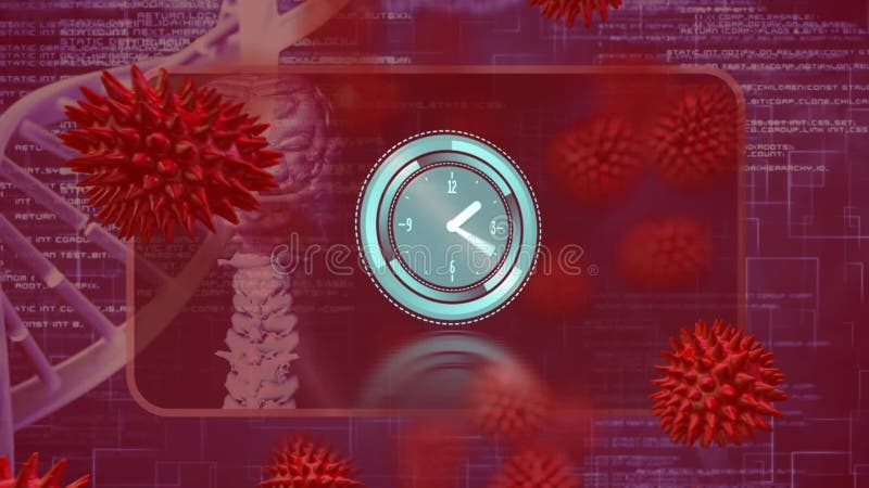 Animation of Timer Spinning Over Biological Cells, Dna Helix and ...