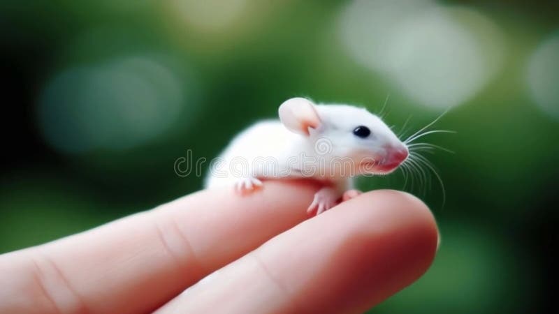 Animation of Tiny Miniature White Mouse in a People S Hand Stock ...