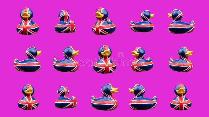 Rubber Ducks with Union Jack Flags Stock Footage - Video of turning ...