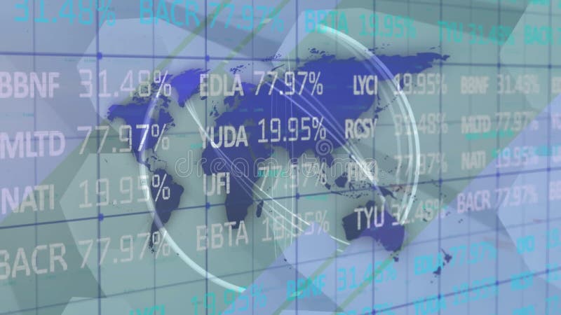 Animation of Trading Board Over Circles Against Map on Abstract ...