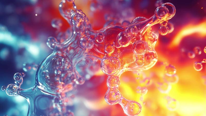 Animation of Translucent Bubbles Connected To Form an Organic Liquid ...