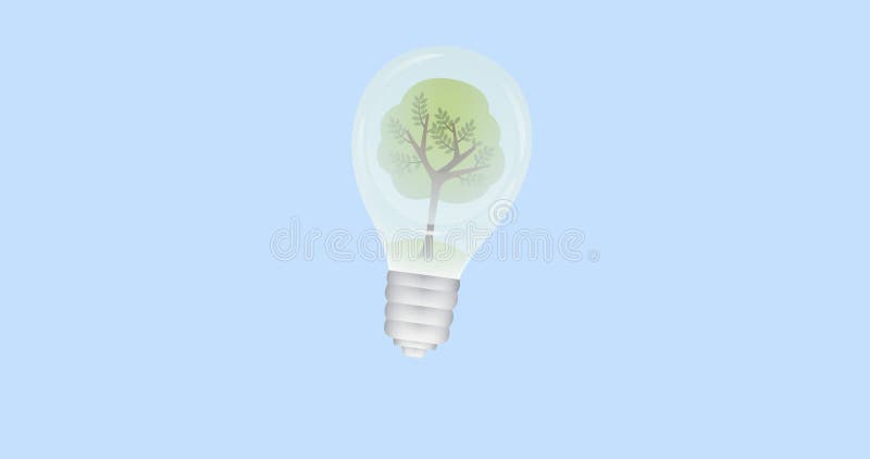 Animation of Tree in Light Bulb on Pale Blue Background Stock Video ...